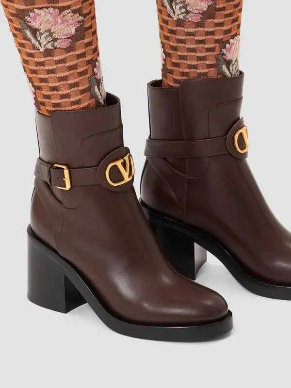 Valentino Garavani Vlogo Signature Calfskin Ankle 70mm Boots