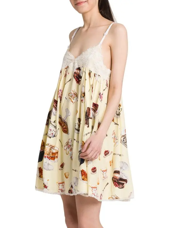 Moschino High Tea Print Lace Silk Minidress