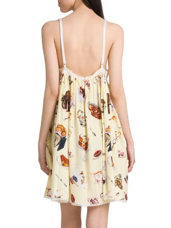 Moschino High Tea Print Lace Silk Minidress