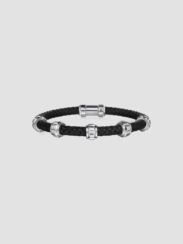 GABRIEL & CO Geo Braided Leather & Sterling Bracelet - Silver
