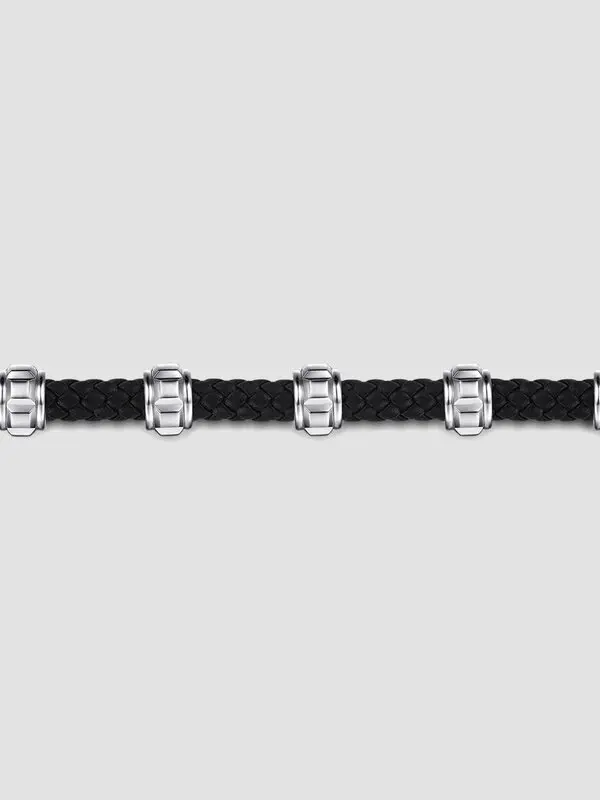 GABRIEL & CO Geo Braided Leather & Sterling Bracelet