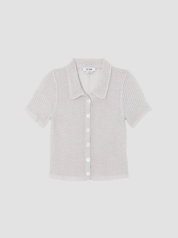 RE/DONE Amelia Cashmere Polo Top - Mist