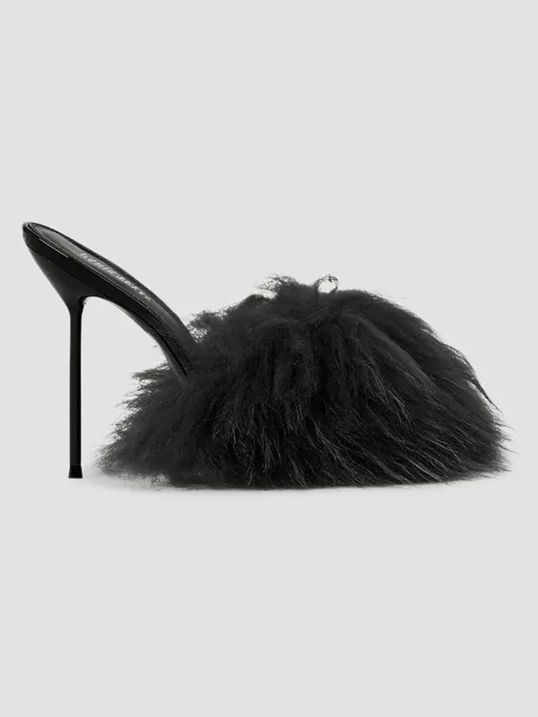 Paris Texas Lidia 105mm Shearling & Leather Mules