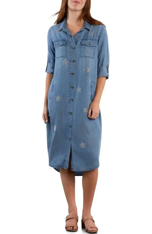 BILLY T Sparkle Star Midi Shirtdress