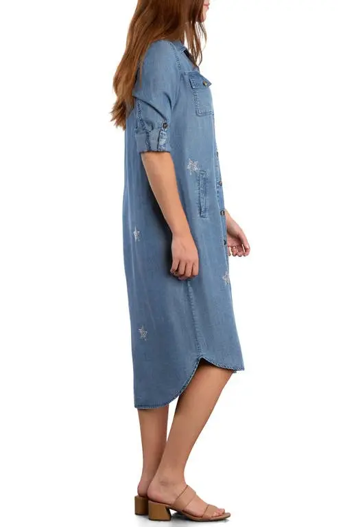BILLY T Sparkle Star Midi Shirtdress