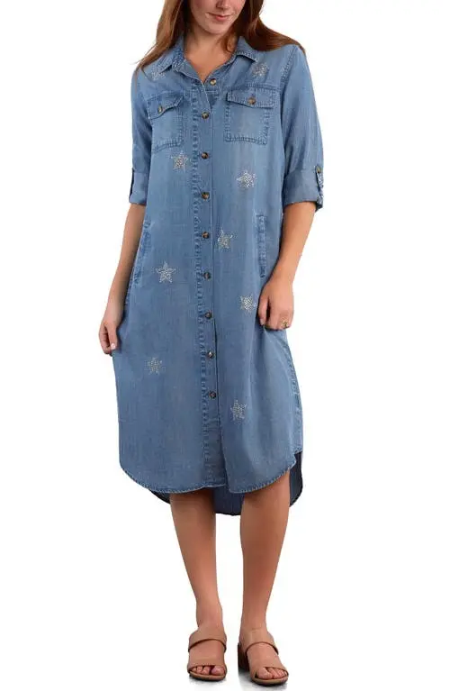 BILLY T Sparkle Star Midi Shirtdress