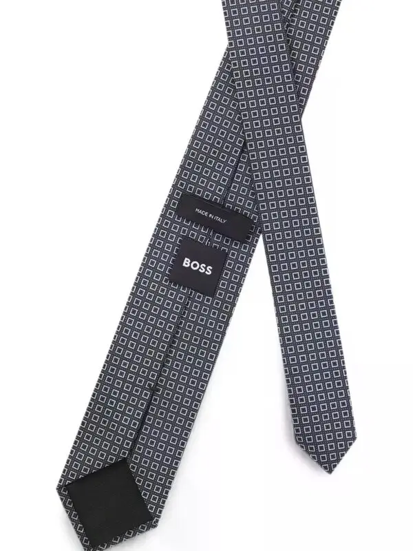 BOSS Geometric-pattern Silk Tie