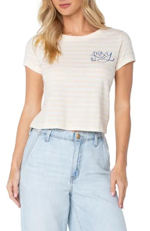 Roxy Vintage Striped Graphic T-shirt - Parchment