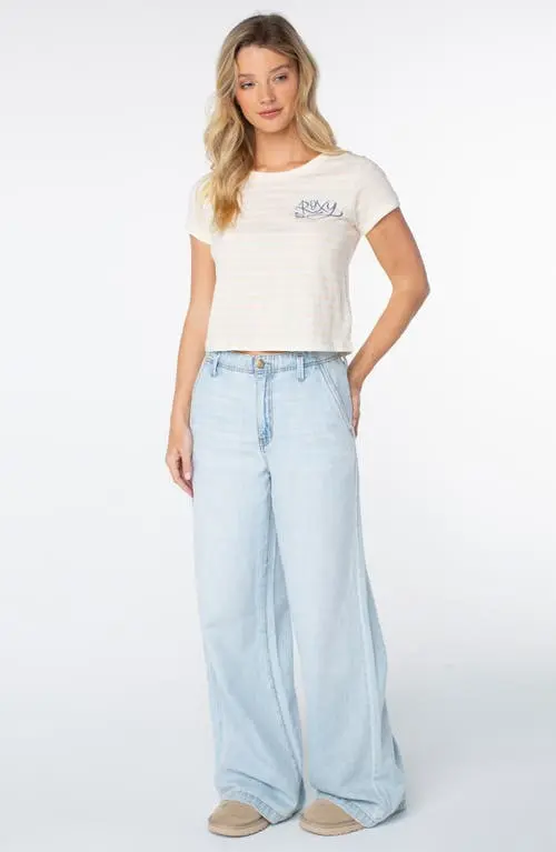 Roxy Vintage Striped Graphic T-shirt - Parchment