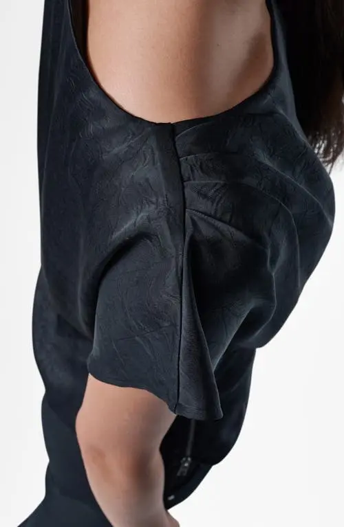 Dkny Flutter Sleeve Bateau Neck Top - Black