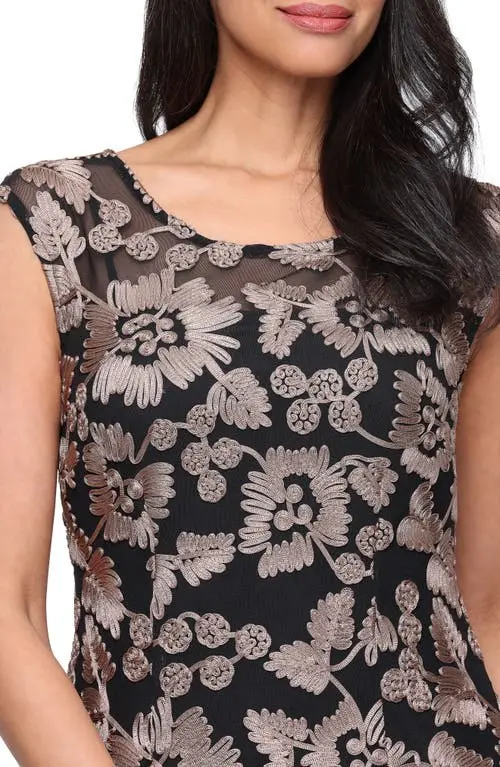 Alex Evenings Soutache Illusion Neck A-line Gown