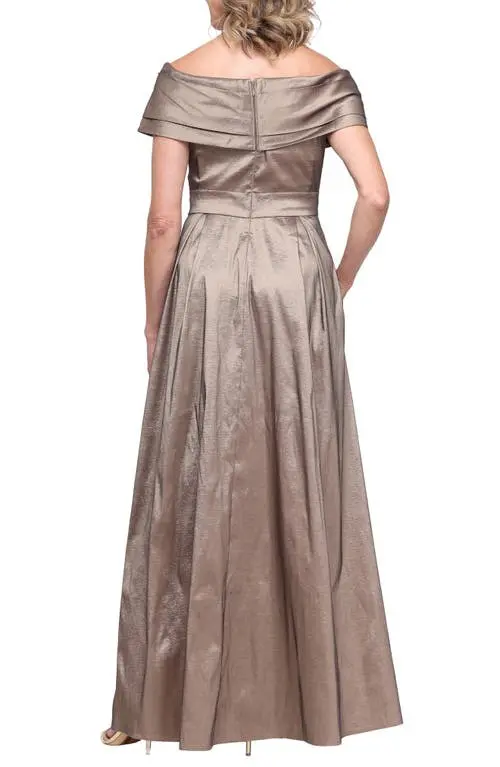 Alex Evenings Off The Shoulder Stretch Taffeta Gown