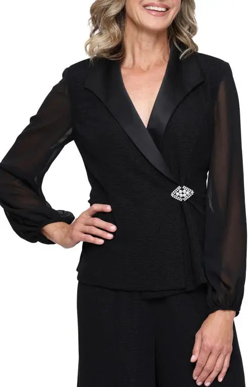 Alex Evenings Metallic Knit Side Close Blouse