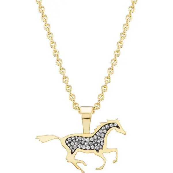 NIGHTHORSE Spirit Animals 18k Gold Running Horse Pendant Necklace - Diamond