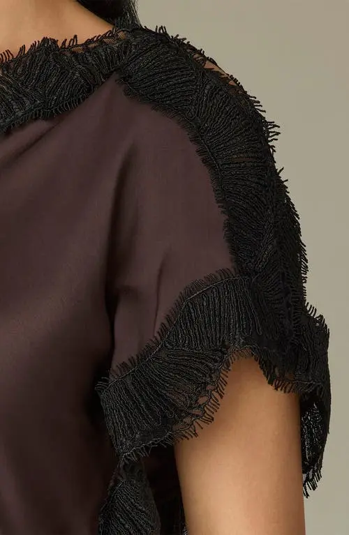 Wit & Wisdom Boat Neck Lace Detail Top