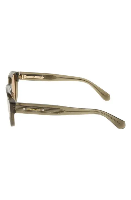 FERRAGAMO Gancini 49mm Oval Sunglasses - Transparent Khaki
