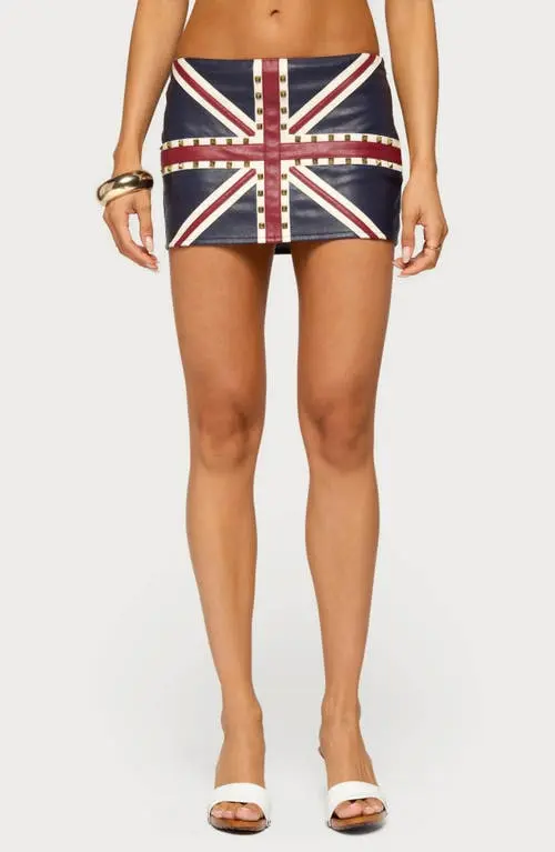 EDIKTED England Lover Studded Faux Leather Miniskort