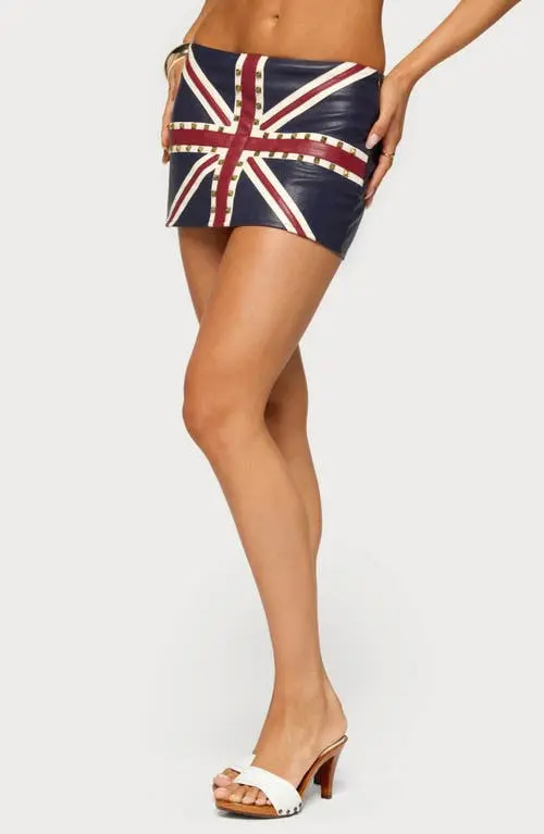 EDIKTED England Lover Studded Faux Leather Miniskort