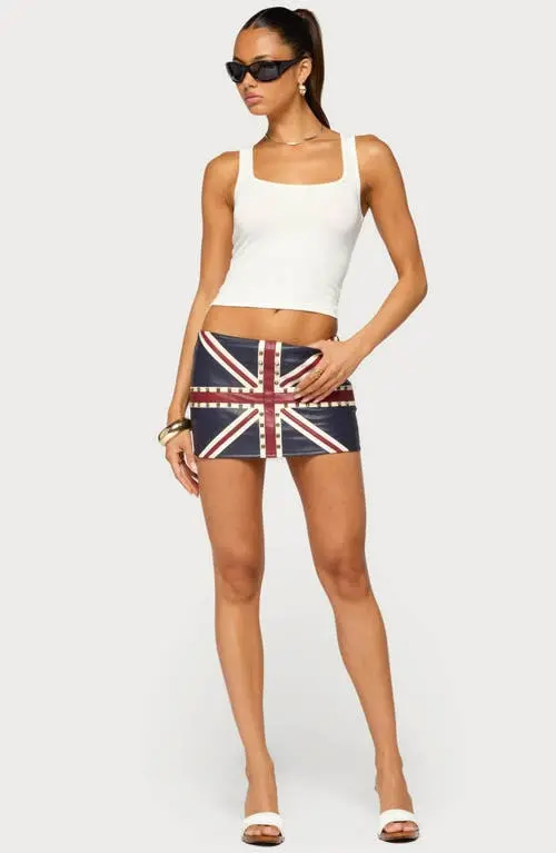 EDIKTED England Lover Studded Faux Leather Miniskort