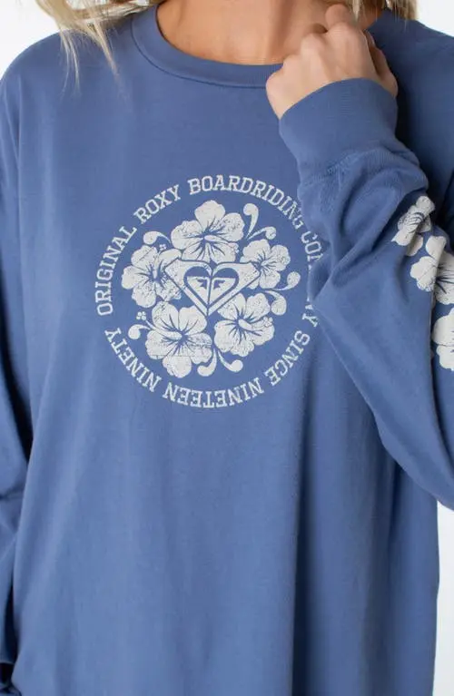 Roxy Vintage Hibiscus Oversized Long Sleeve Graphic T-shirt