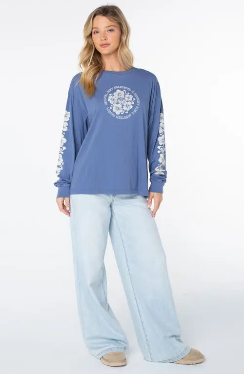 Roxy Vintage Hibiscus Oversized Long Sleeve Graphic T-shirt