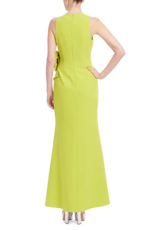 Badgley Mischka Bow Accent Ruffle High-low Gown - Chartreuse