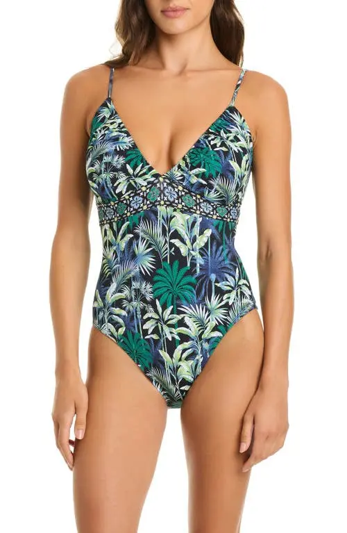 BLEU BY ROD BEATTIE Palm Print One Piece Swimsuit - Cool