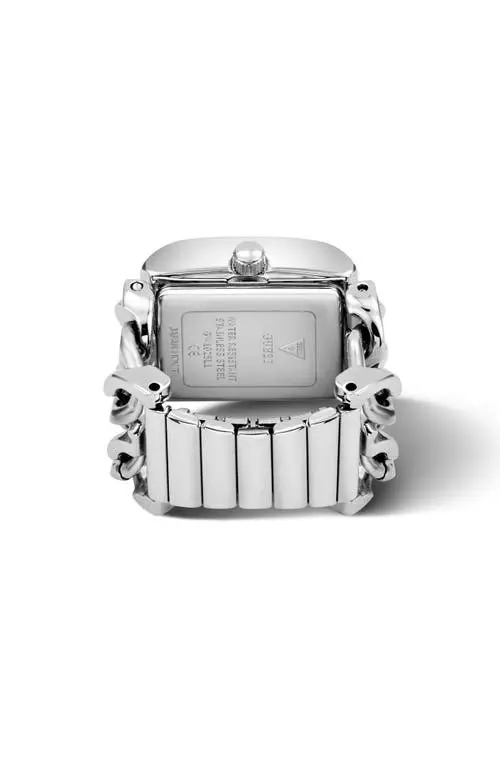 Guess Rectangle Sunray Dial Ring Watch - Silver-tone