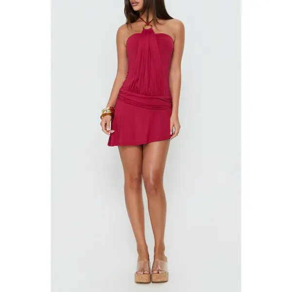 Princess Polly Zenn Ring Detail Halter Romper - Red