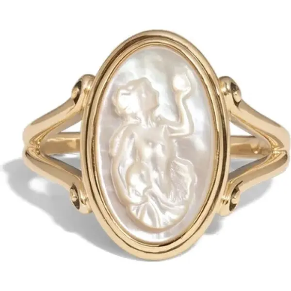 AWE INSPIRED Nocturne Persephone Mother Of Pearl Cameo Ring - Gold