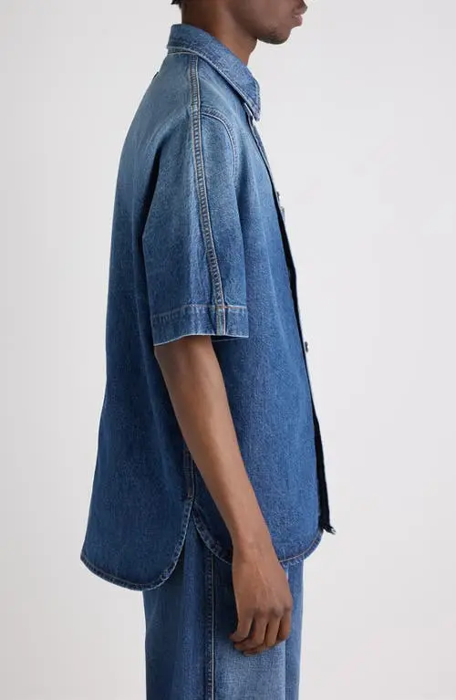 Givenchy Short Sleeve Denim Button-up Shirt