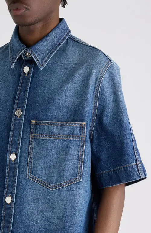 Givenchy Short Sleeve Denim Button-up Shirt
