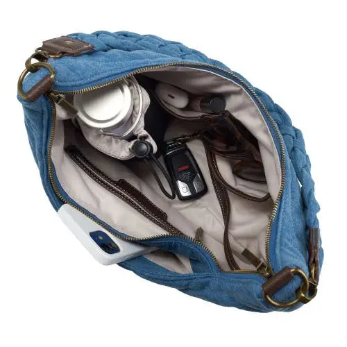 WANDERFULL Half Moon Hydrohobo Bag With Water Bottle - Denim