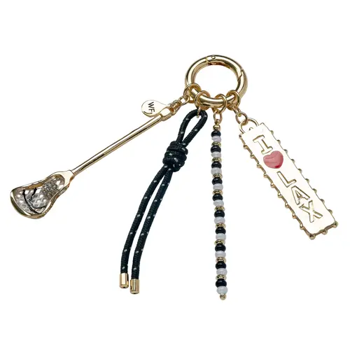 WANDERFULL Gold Tone Bag Charm Keychain - Lacrosse