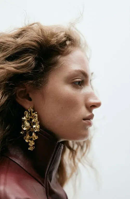Mango Flower Pendant Drop Earrings