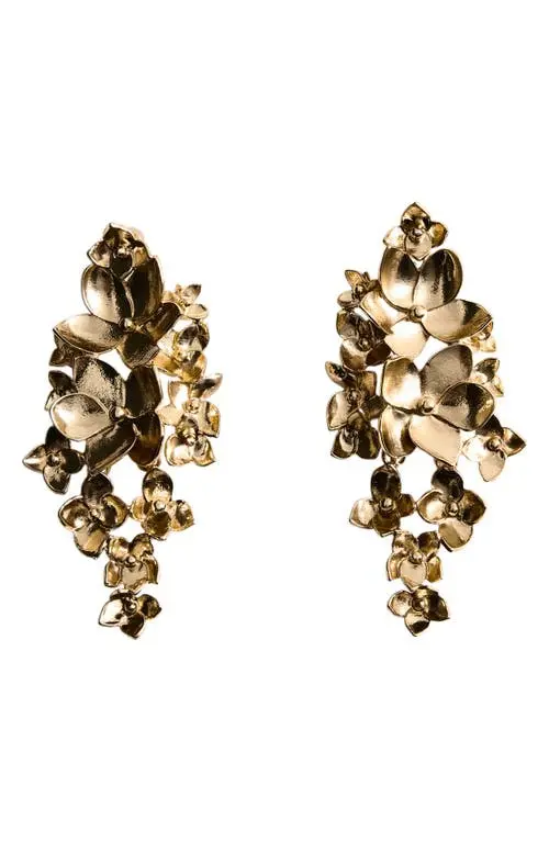 Mango Flower Pendant Drop Earrings - Gold