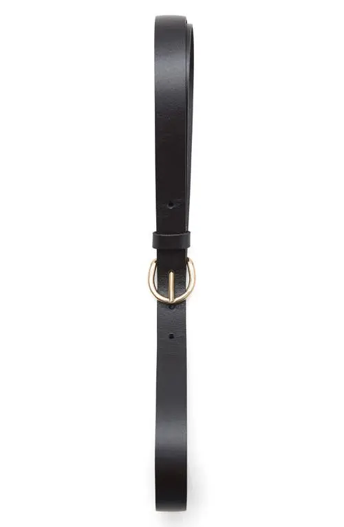 Mango Leather Narrow Belt - Black