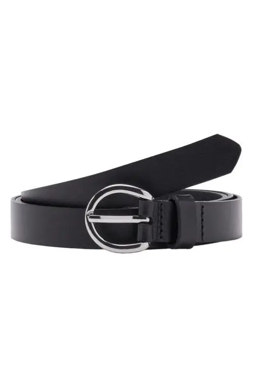 Mango Leather Narrow Belt - Brown