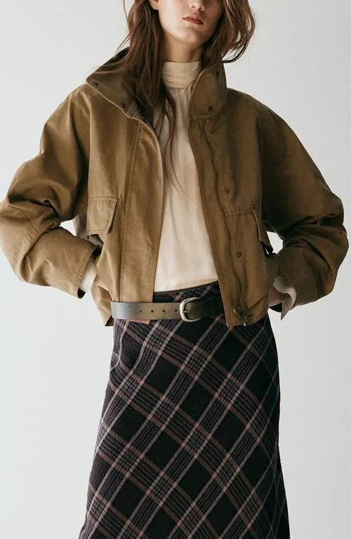 Mango Funnel Neck Jacket - Beige