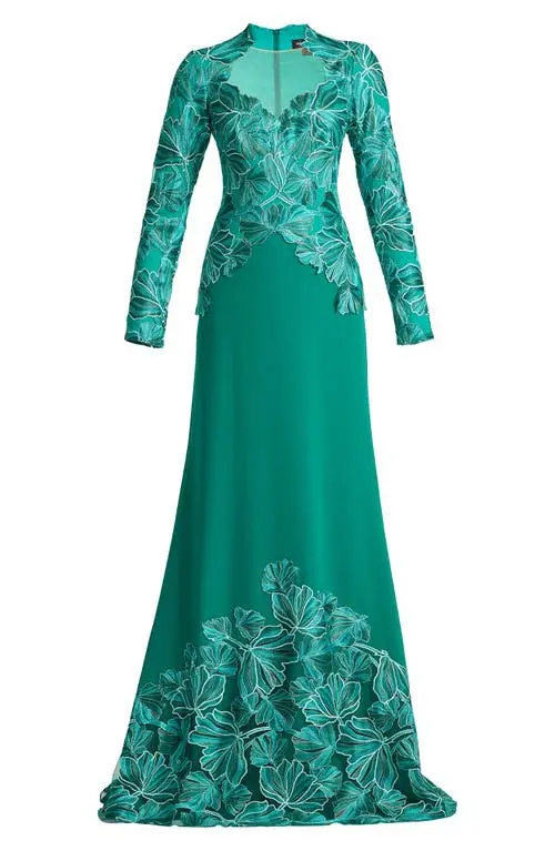 Tadashi Shoji Mireille Embroidered Tulle Gown