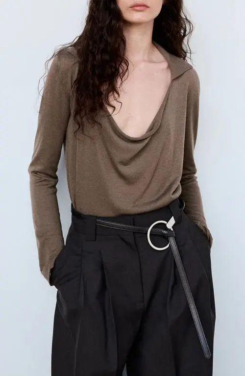 Mango Draped Neck Sweater