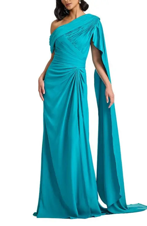 Tadashi Shoji Ember Cape Sleeve Gown - Teal