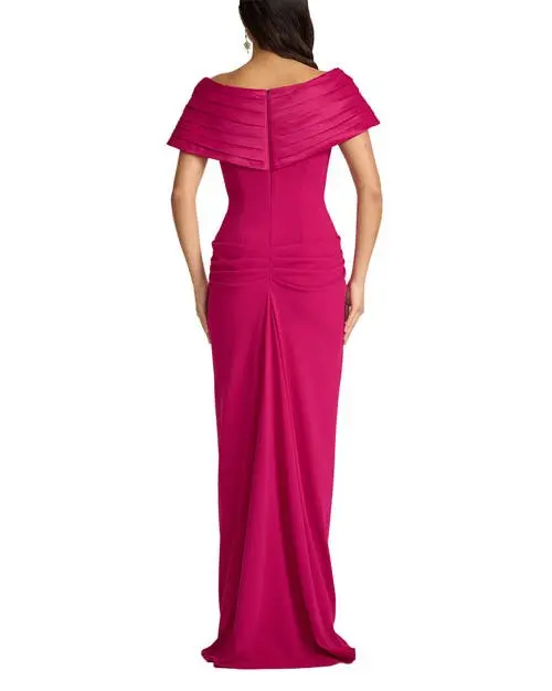 Tadashi Shoji Seraphine Pleated Portrait Collar Gown