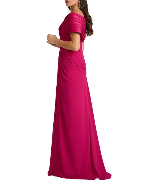 Tadashi Shoji Seraphine Pleated Portrait Collar Gown