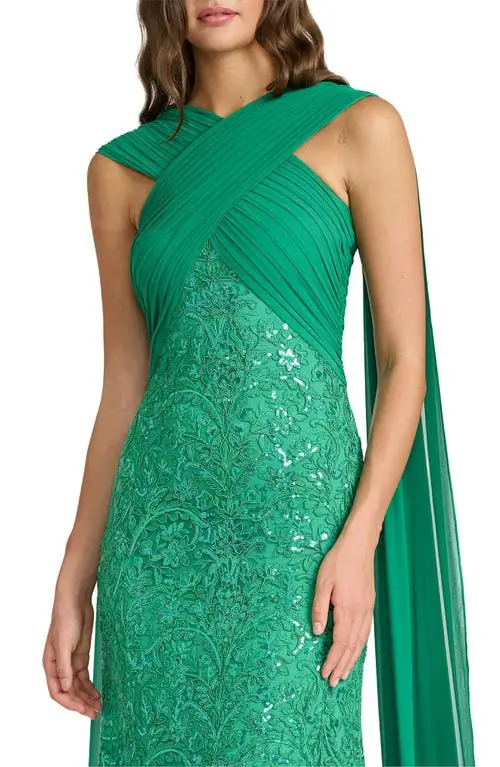 Tadashi Shoji Albioin Sequin Embroidered Sash Gown