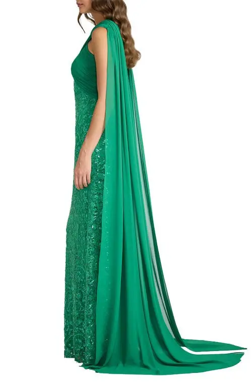 Tadashi Shoji Albioin Sequin Embroidered Sash Gown