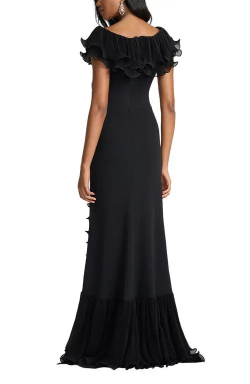 Tadashi Shoji Leandra Cascading Ruffle Gown