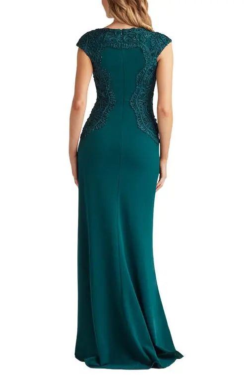Tadashi Shoji Johari Embroidered Illusion Gown