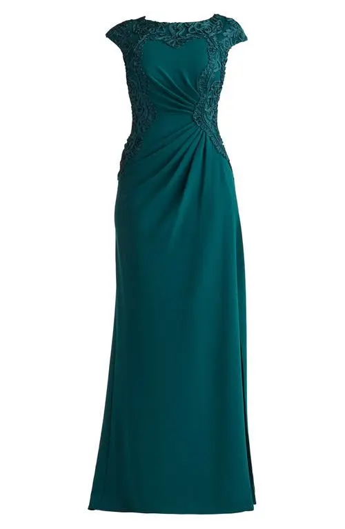 Tadashi Shoji Johari Embroidered Illusion Gown