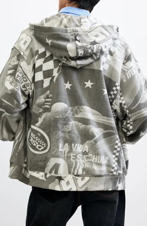 Desigual Allover Print Full Zip Hoodie